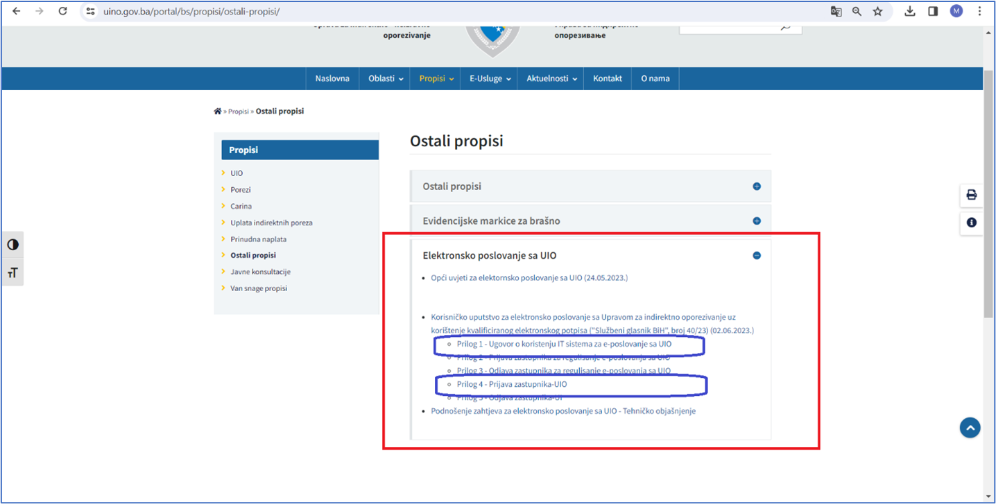 Obavještenje o web aplikaciji za popunjavanje obrazaca za elektronsko ...